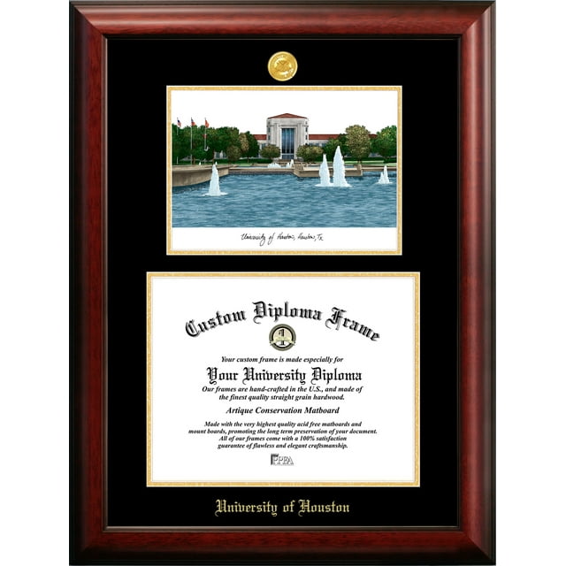 University of Houston 11" x 14" Gold Embossed Diploma Frame with Campus ...