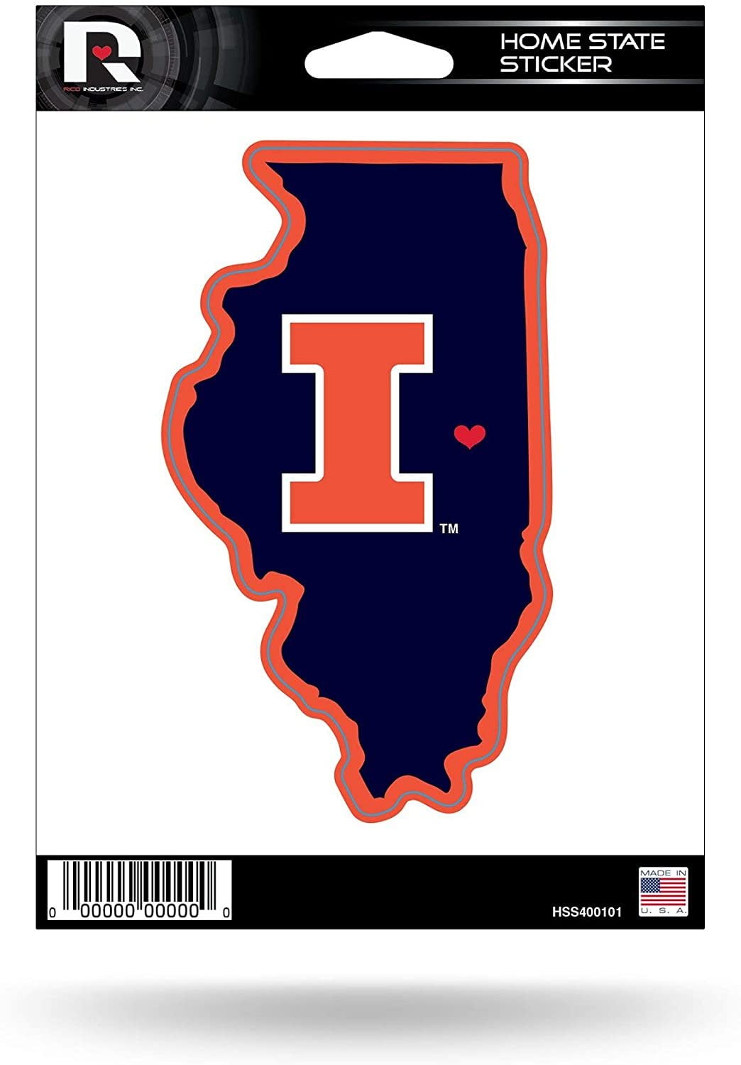University of Illinois Illini 5 Inch Sticker Decal, Home State Design ...