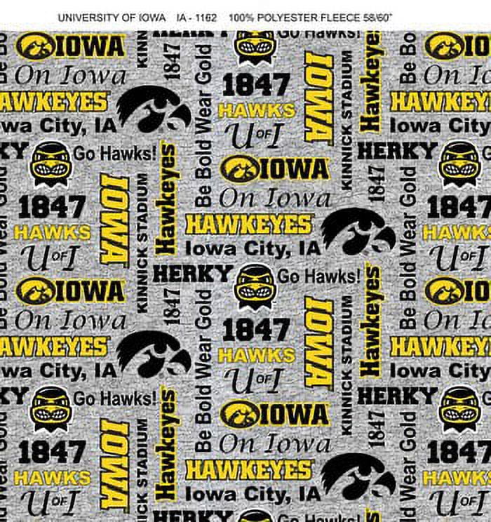 University of Iowa Fleece Fabric with Verbaige Pattern-Sold by the Yard ...