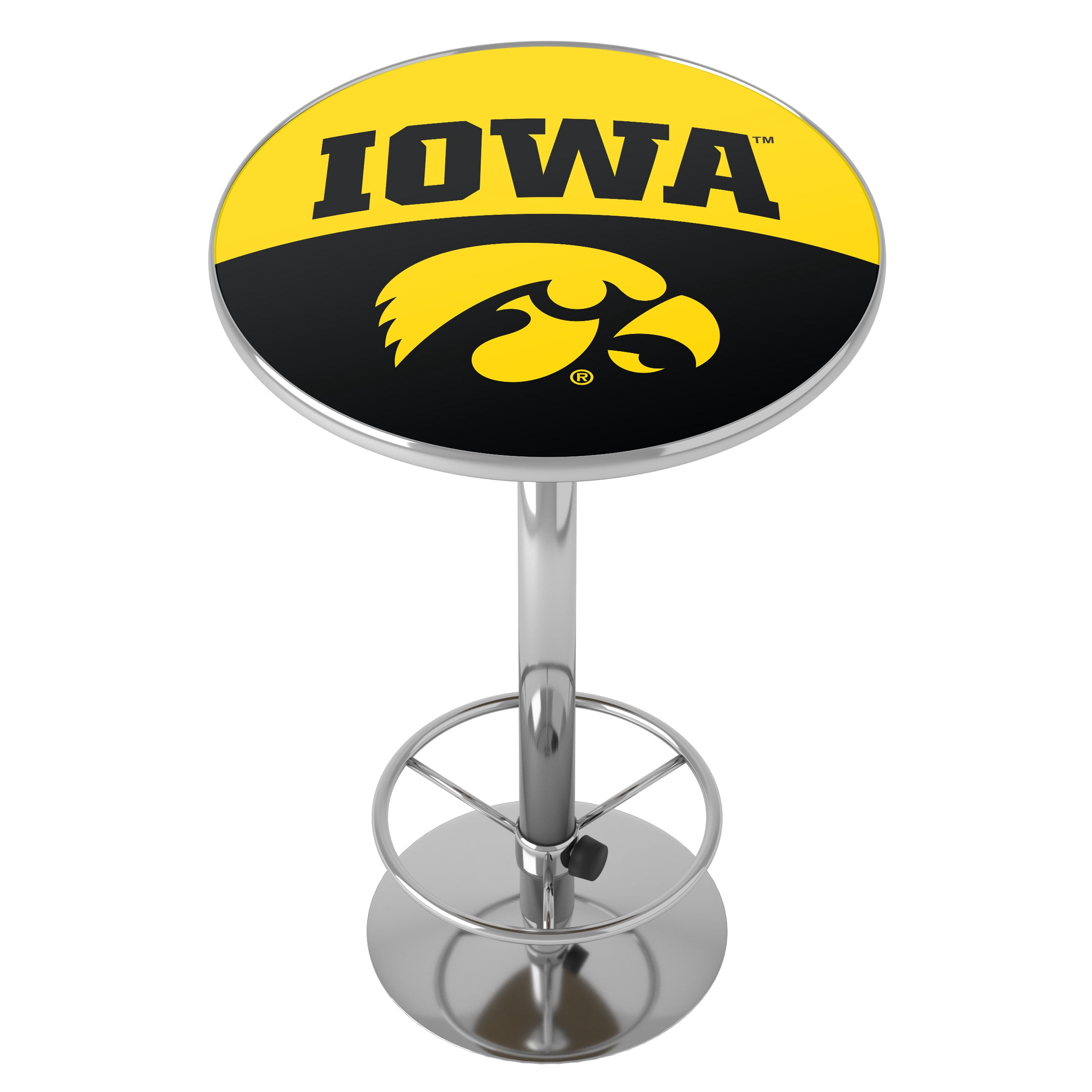 University of Iowa Logo Bar Table with Adjustable Footrest and Acrylic ...