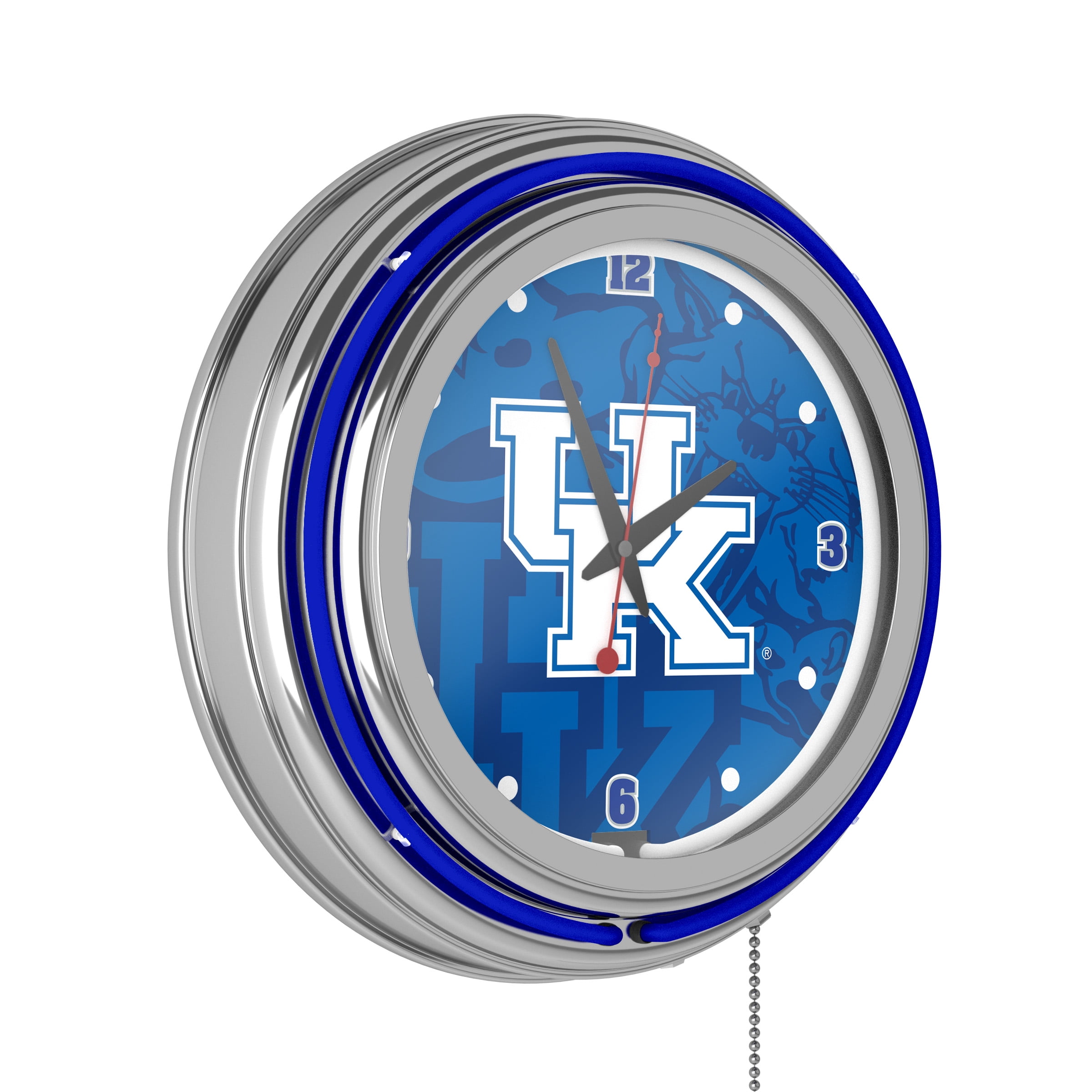 University of Kentucky Fade Retro Neon Analog Wall Clock with Pull ...