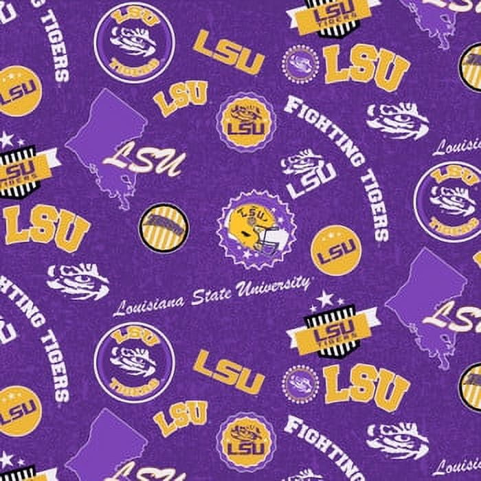 University of Louisiana LSU Cotton Quilting Fabric with Home State ...