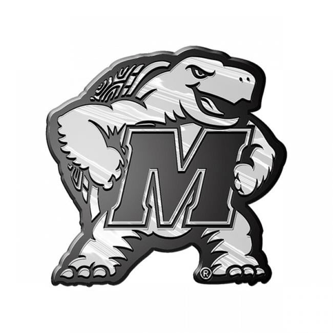 University of Maryland Terrapins Auto Emblem, Plastic Molded, Silver ...