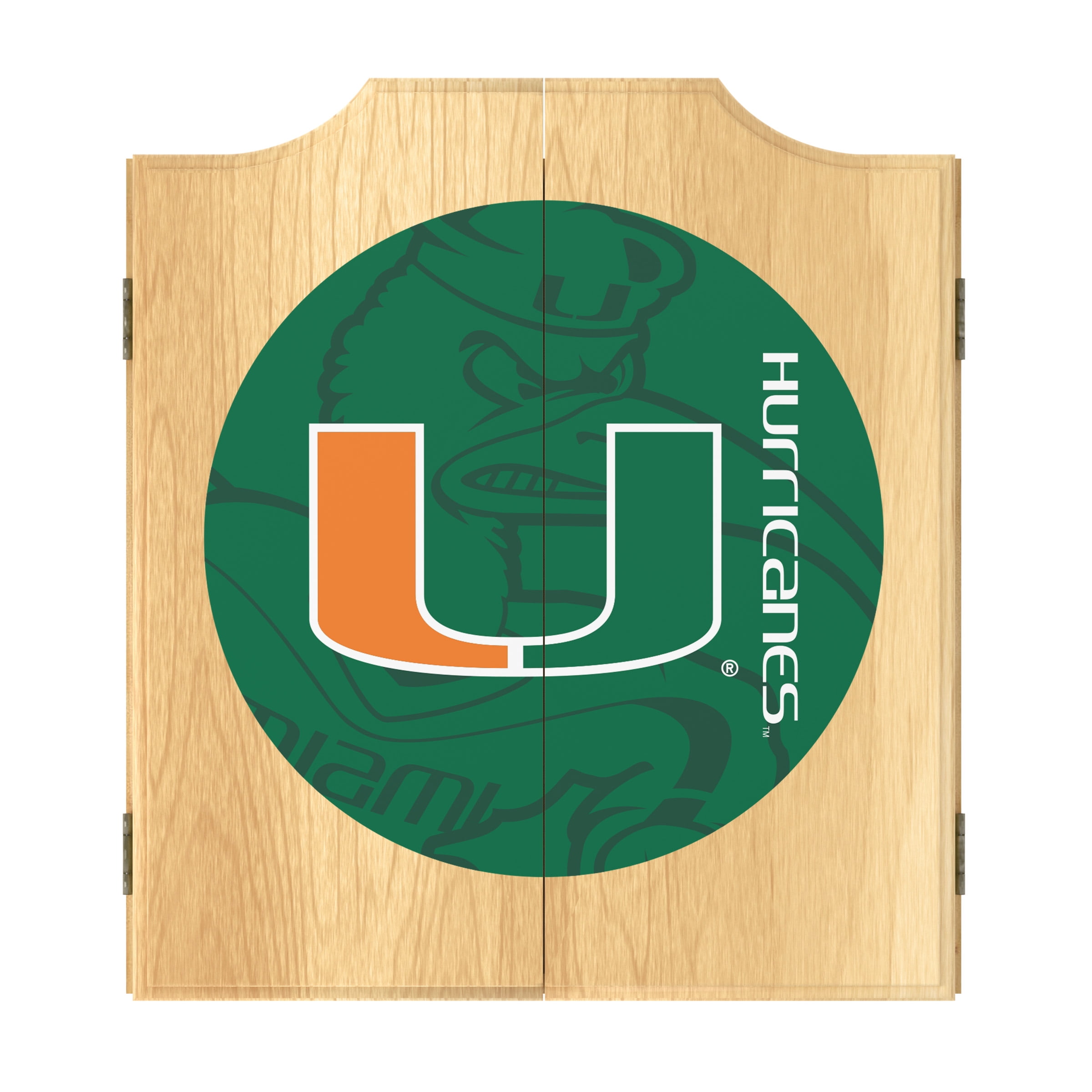 Trademark Gameroom University of Miami Dartboard Cabinet Set with 6 ...