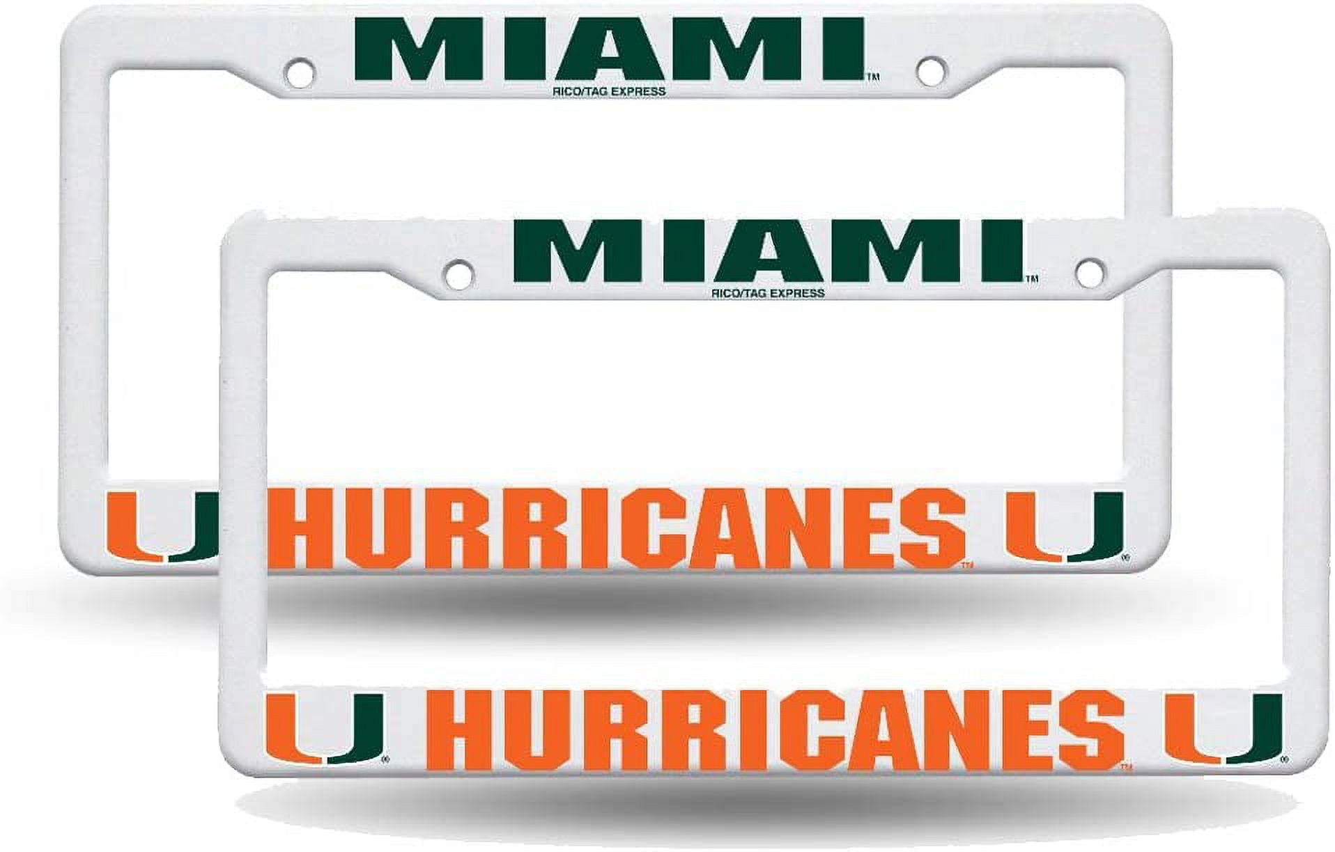 University of Miami Raised Letter White Plastic License Plate Frame ...
