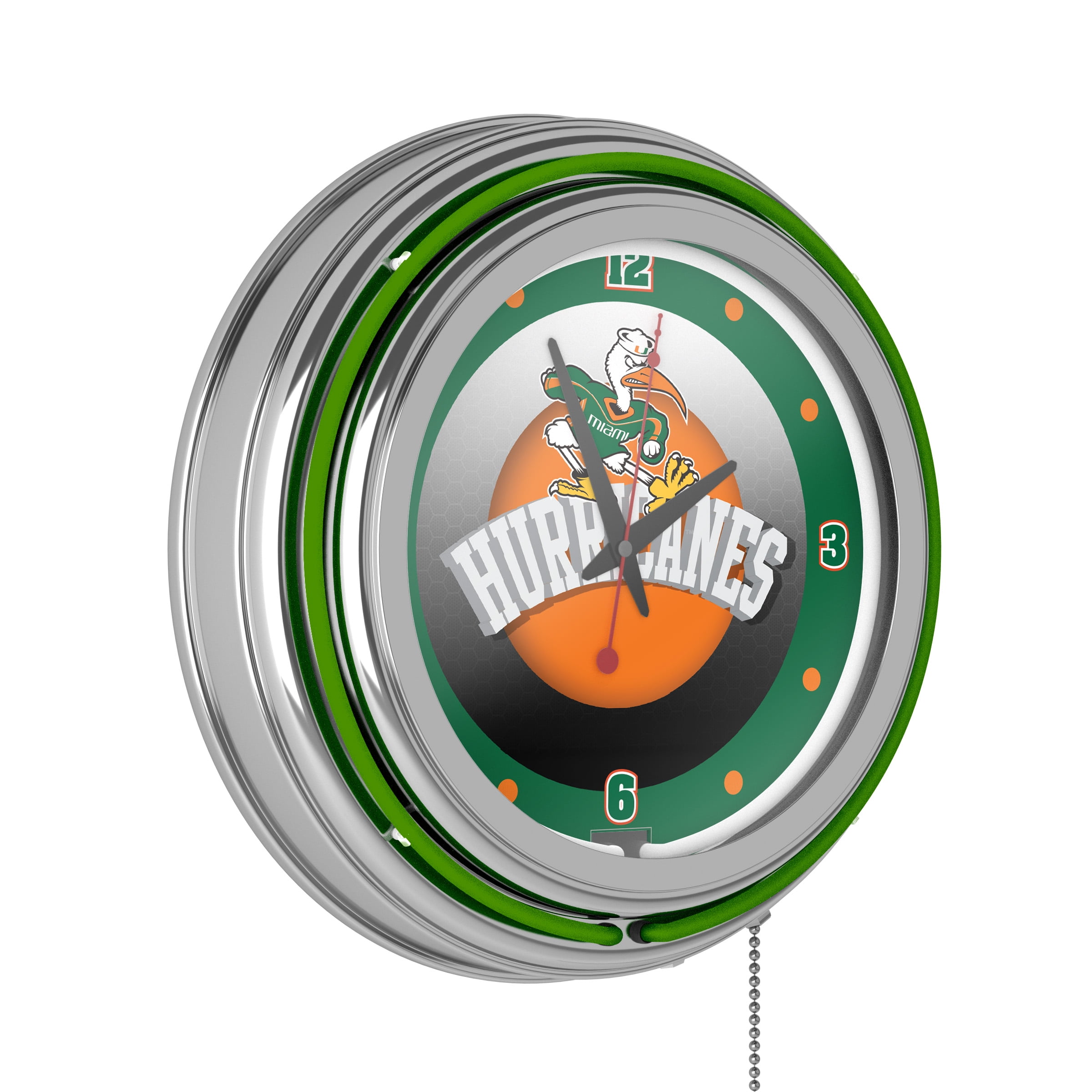 University of Miami Sebastian Honeycomb Retro Neon Analog Wall Clock ...