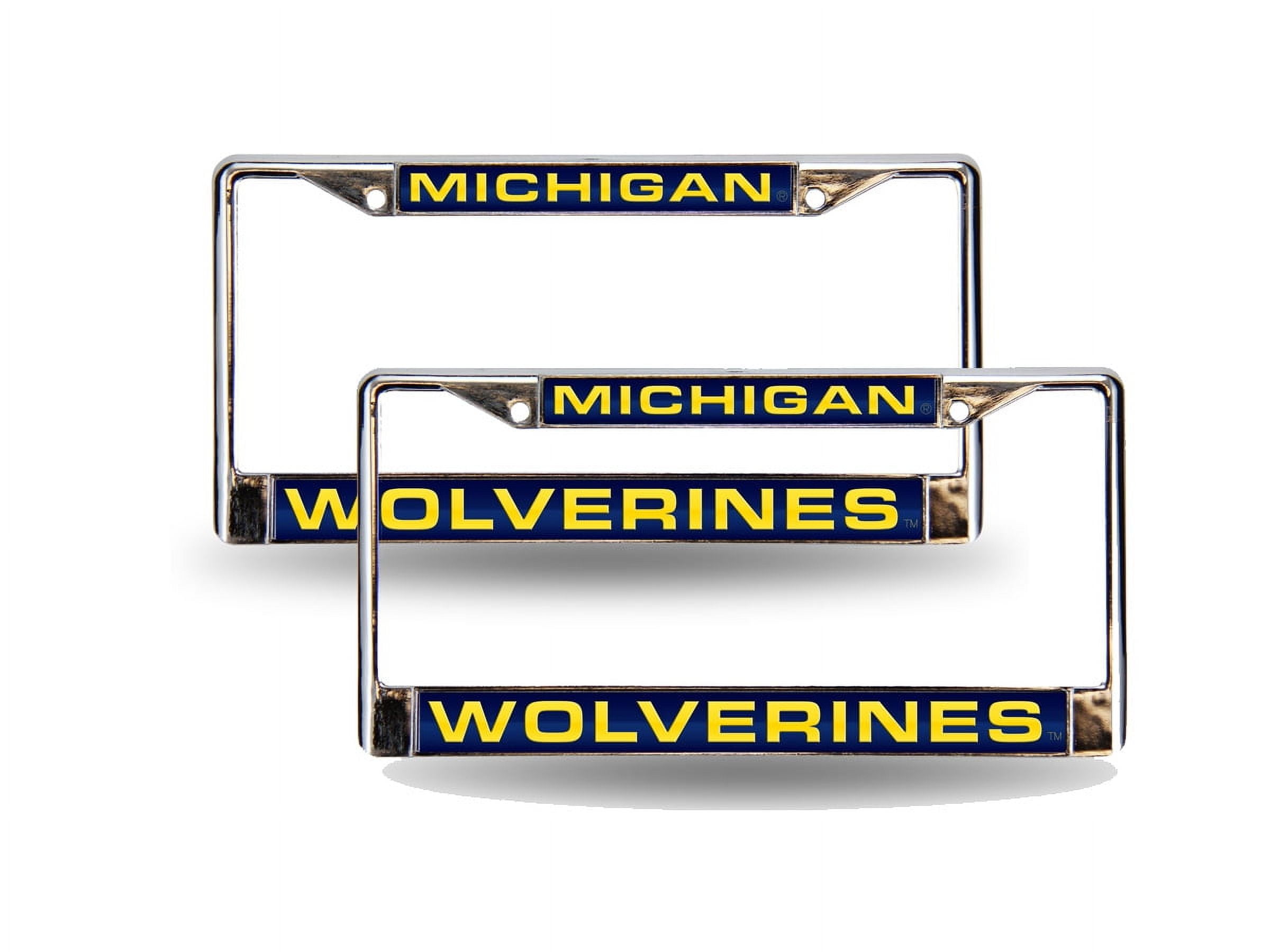 Michigan-Wolverine's Sturdy Chrome Metal (2) License Plate Frame Set ...