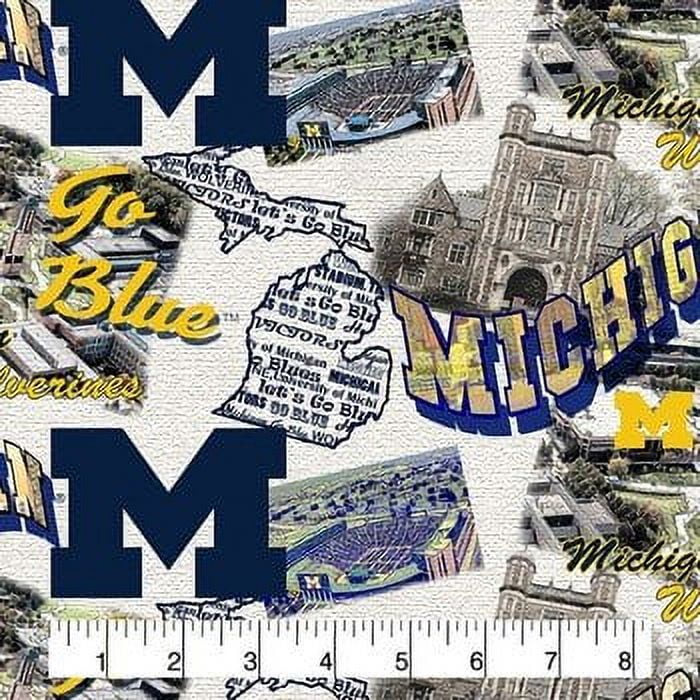 University of Michigan Cotton Fabric with Scenic Map Design-Sold by the ...
