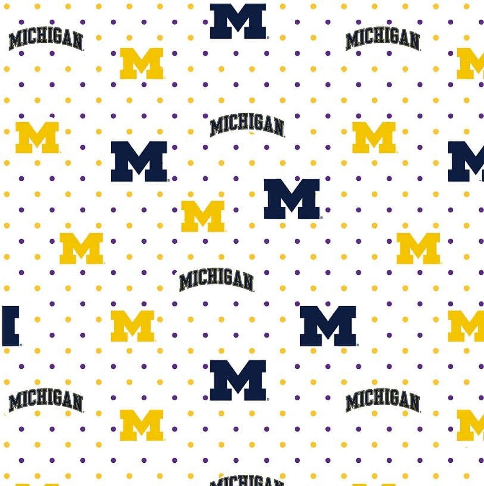 University of Michigan Wolverines College Material Cotton Fabric, White ...