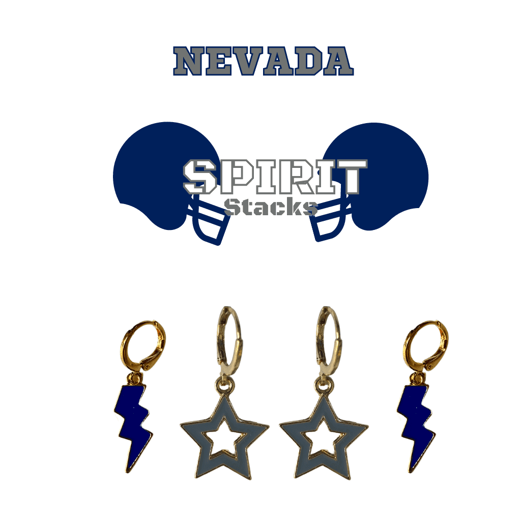 University of Nevada Reno Spirit Stack navy mini enamel bolts and grey statement open starboys ...