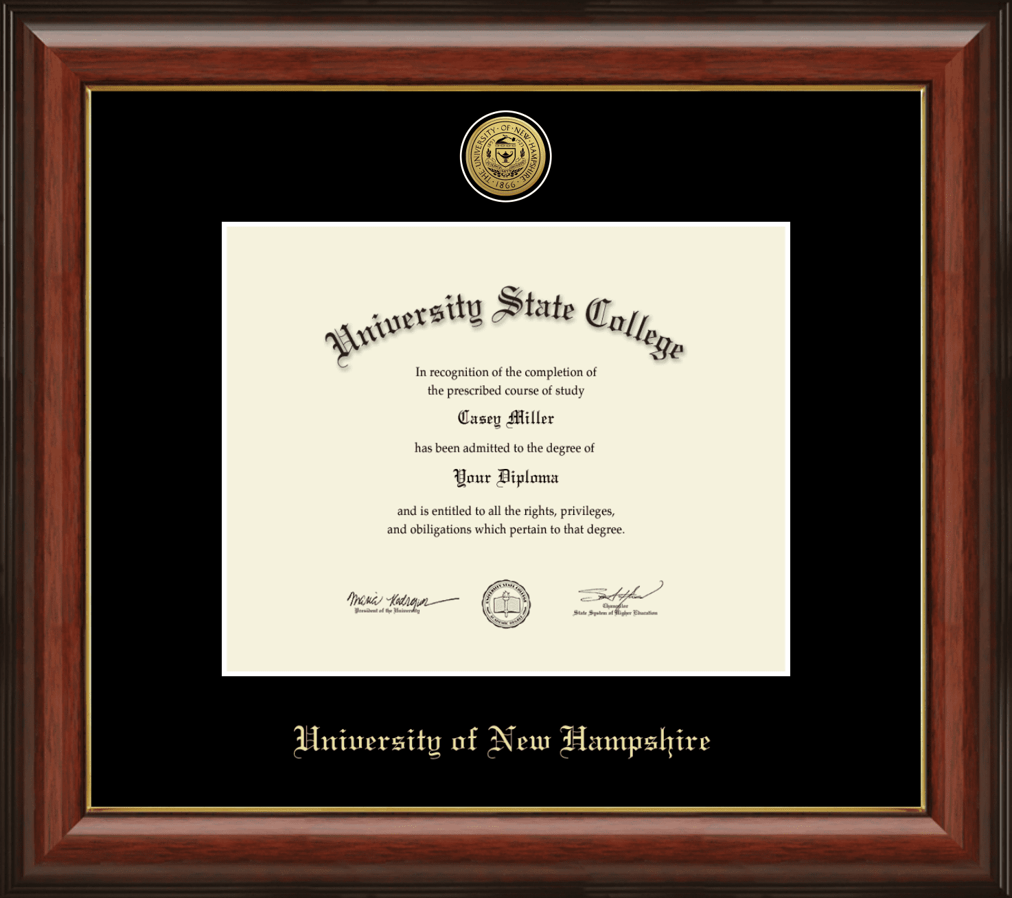 University of New Hampshire Diploma Frame, Document Size 10" x 8 ...