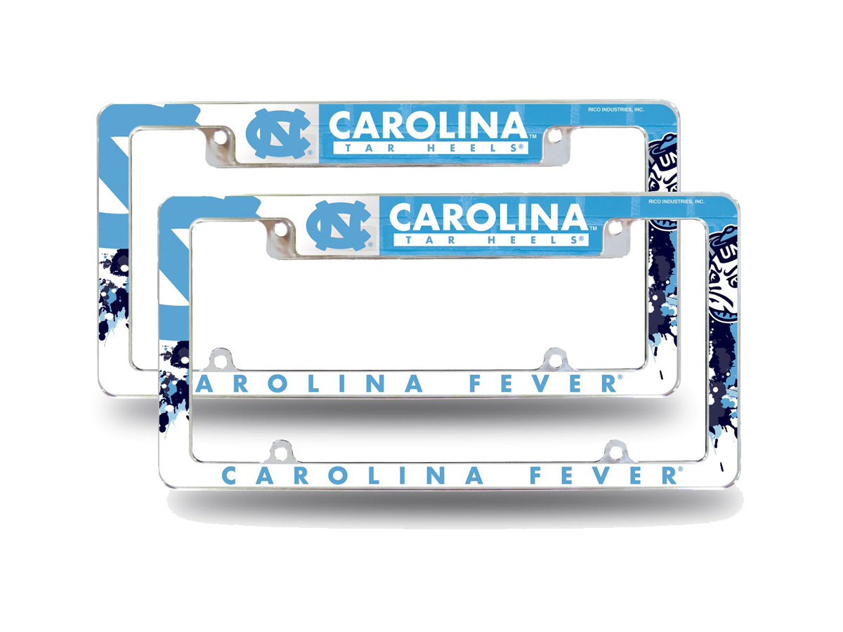 University of North Carolina UNC (Set of 2) Chrome Metal License Plate ...