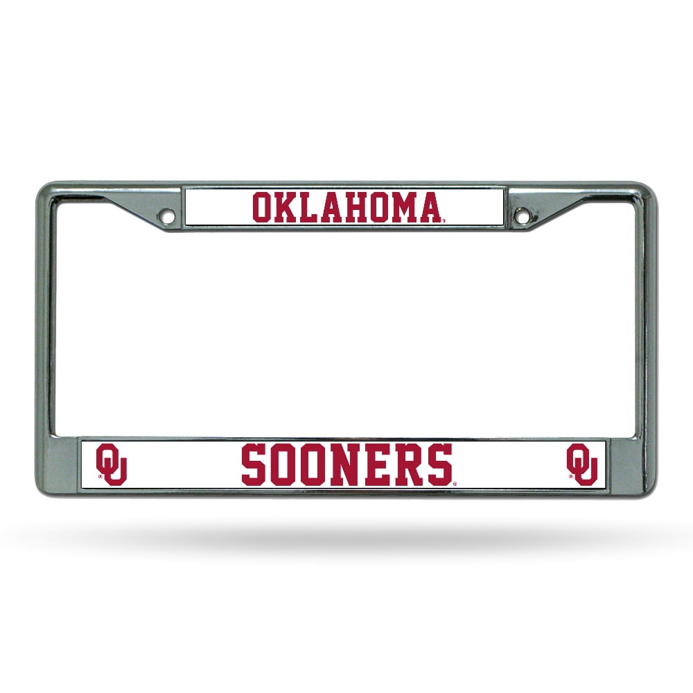 Oklahoma-Sooner's Sturdy Chrome Metal License Plate Frame - Walmart.com