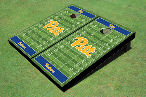 University of Pittsburgh Royal Matching Football Field Custom Cornhole ...