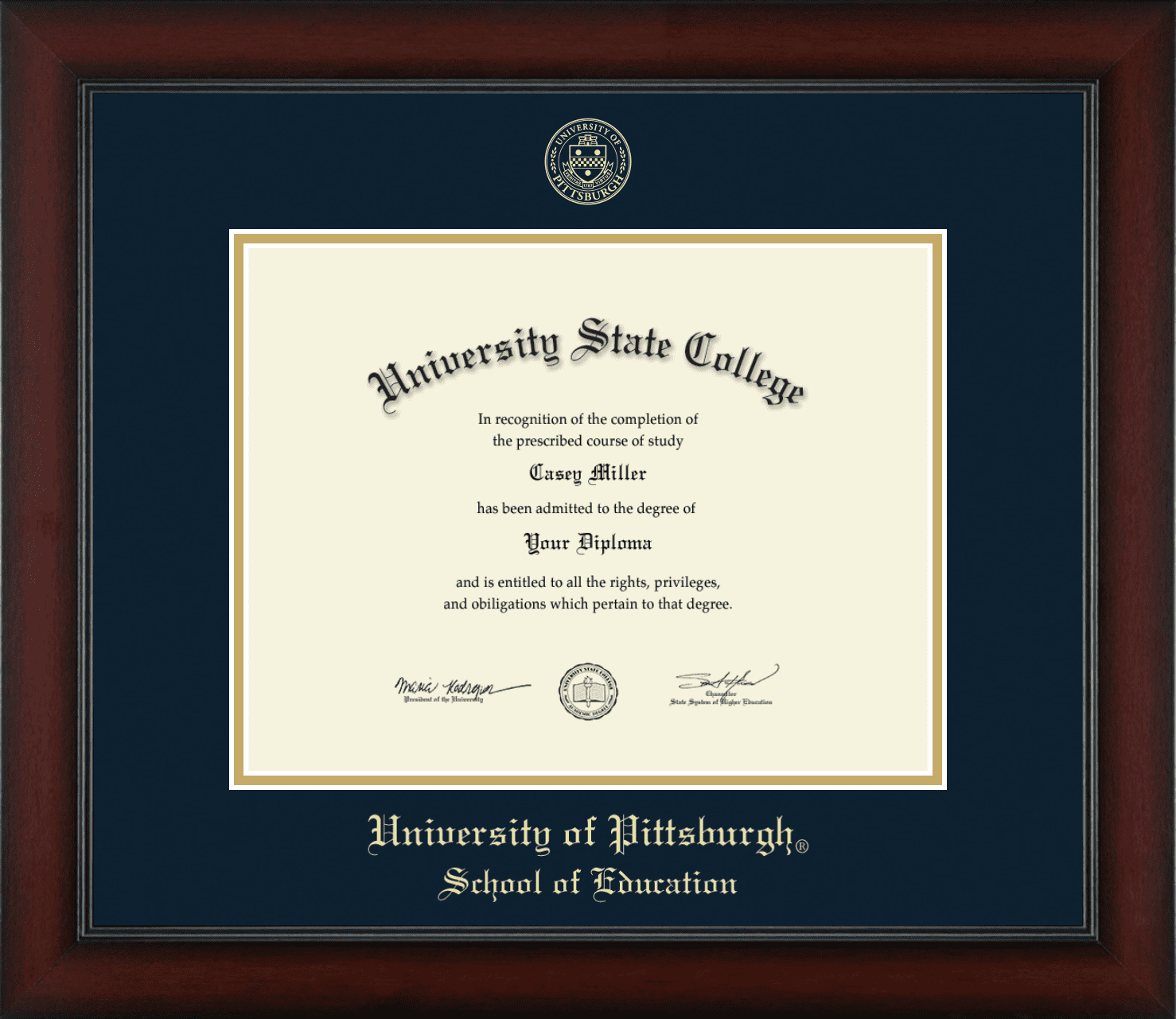 University of Pittsburgh School of Education Diploma Frame, Document ...