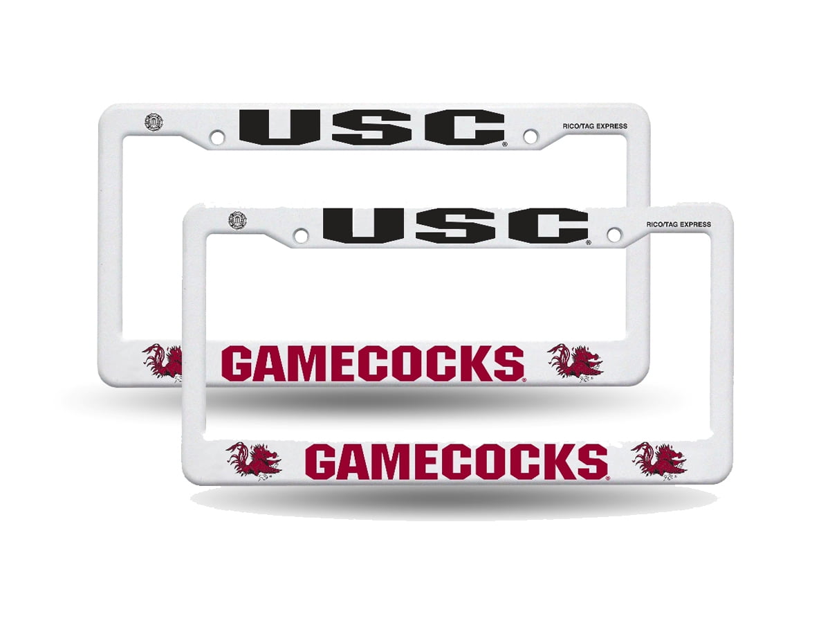 South-Carolina SC-Gamecock's Raised Letter White Plastic License Plate ...