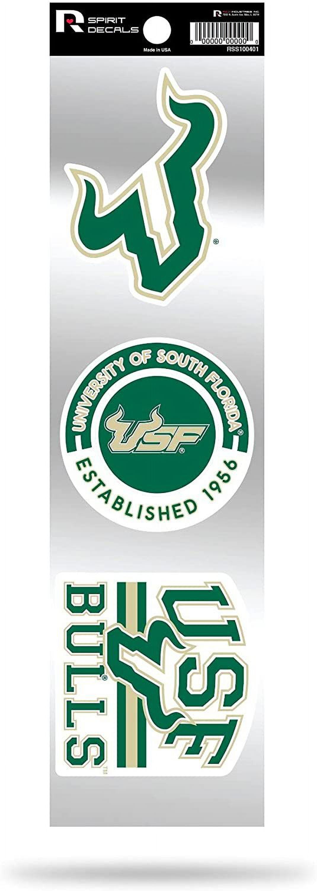 University of South Florida Bulls USF Retro Decal Sticker Sheet 3-Piece ...