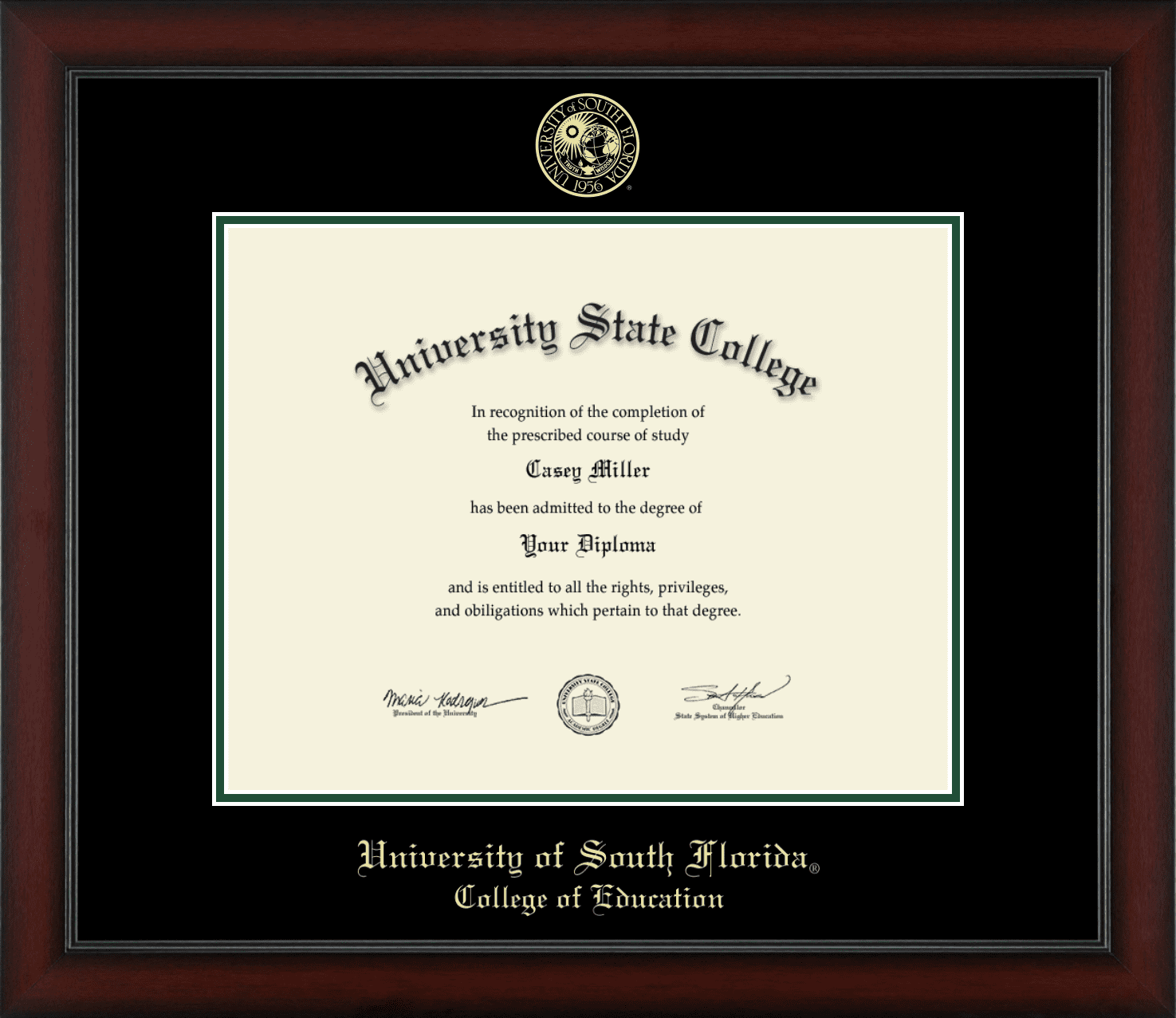 University of South Florida College of Education Diploma Frame ...