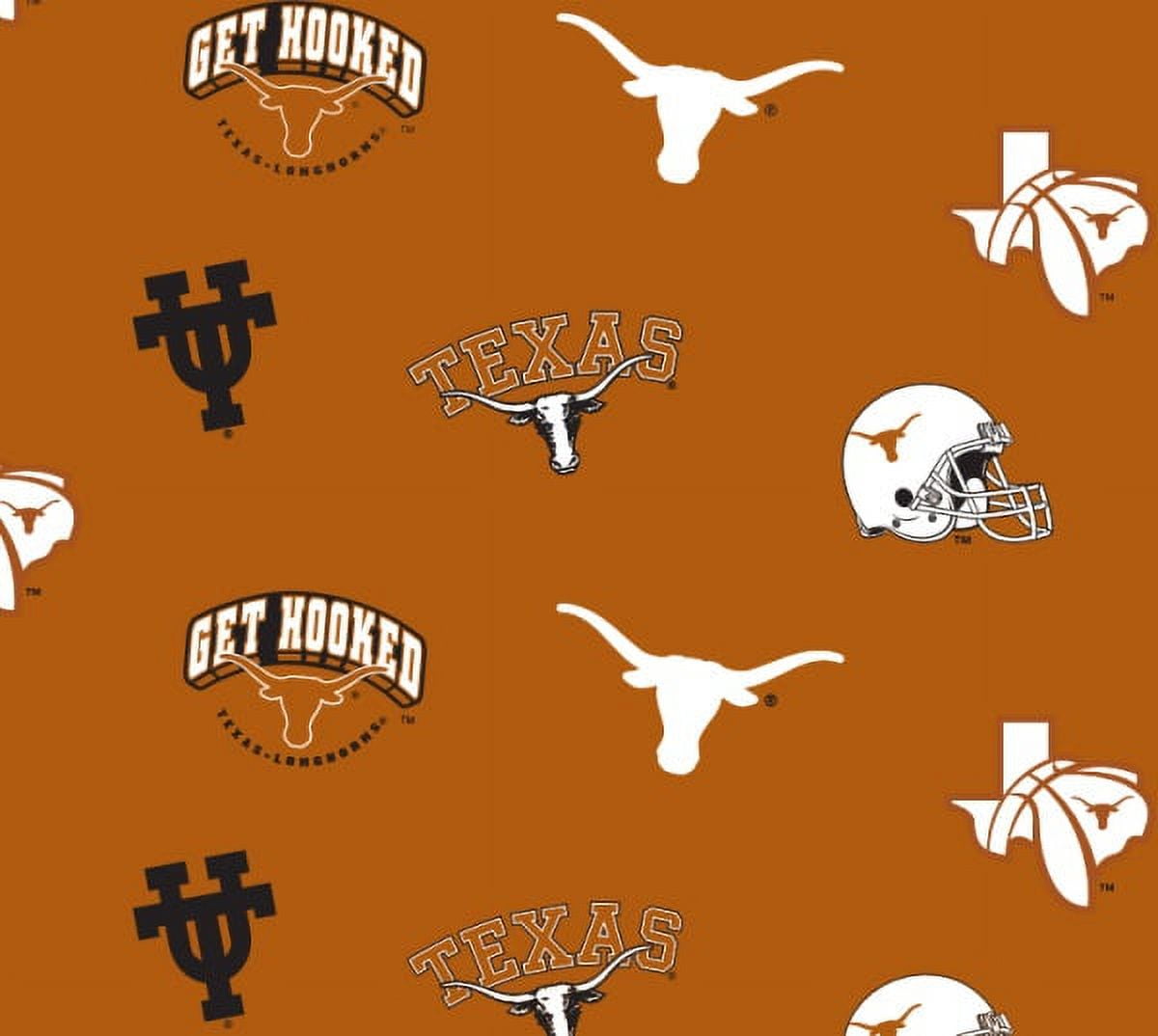 University of Texas Fabric Fine Cotton Classic School Colored Ground ...