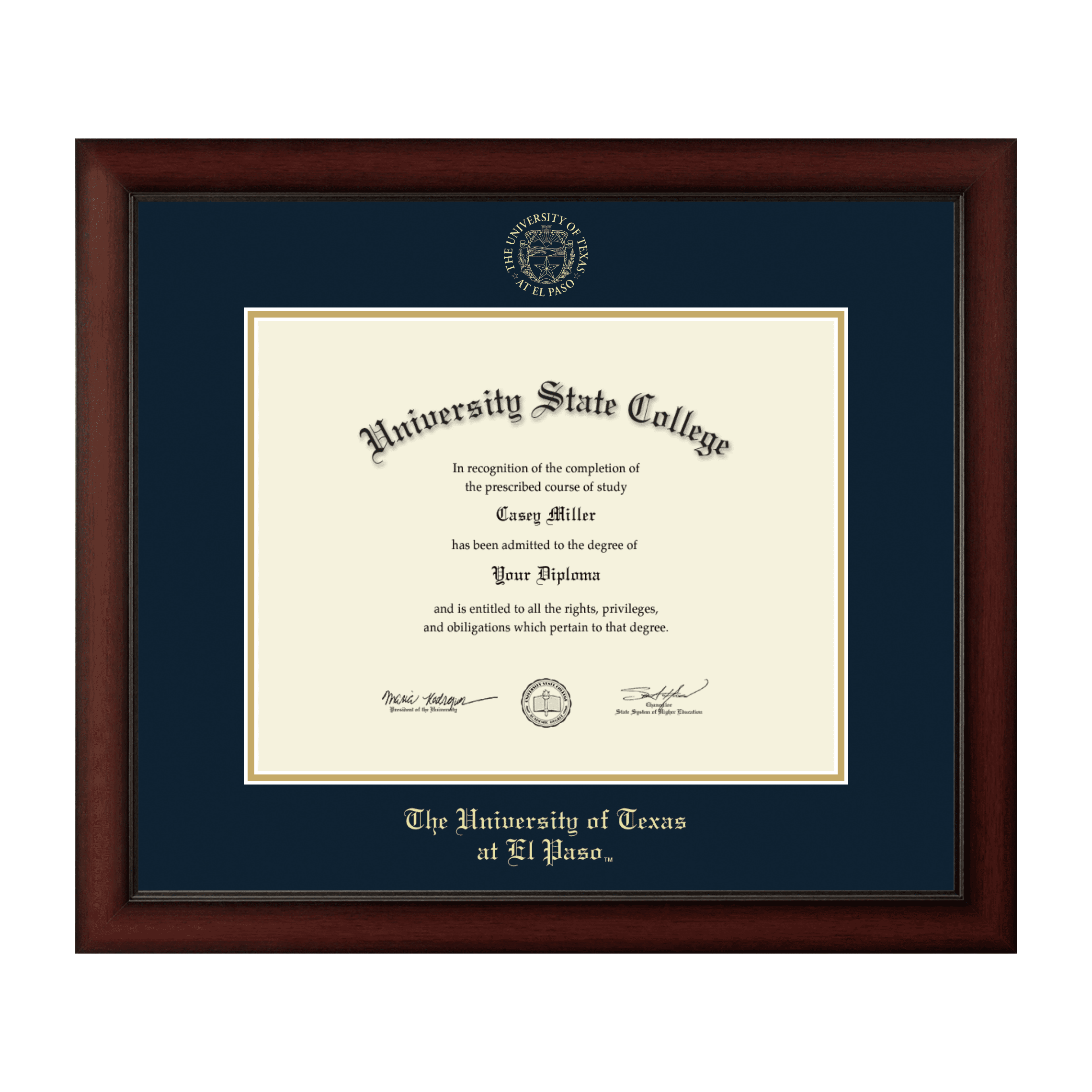 Framerly - UTEP Diploma Frame with Navy and Gold Mat - Walmart.com