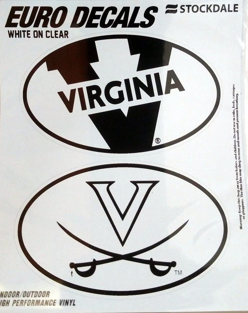 University of Virginia Cavaliers 2-Piece White and Clear Euro Decal ...