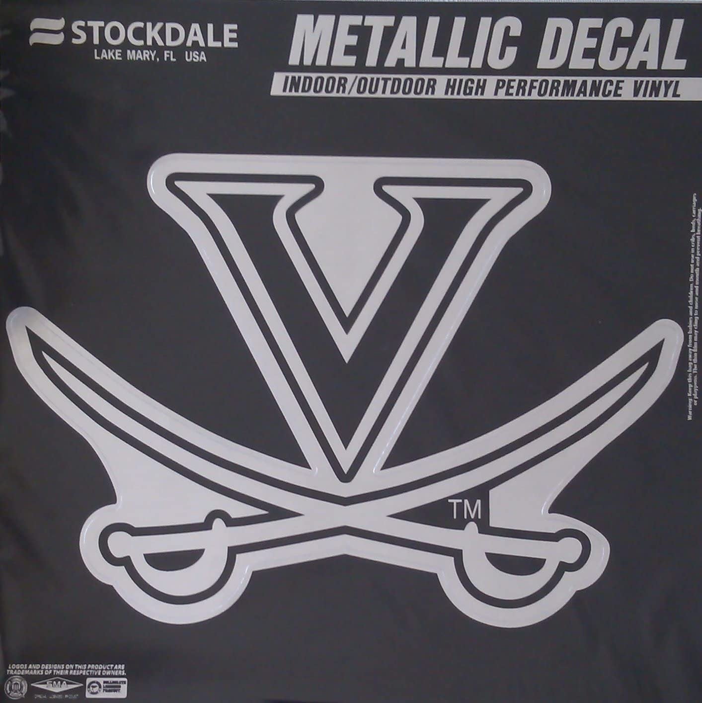 University of Virginia Cavaliers 6 Inch Decal Sticker, Metallic Chrome ...
