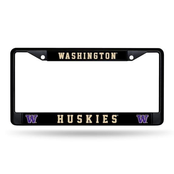 University of Washington Huskies Black Metal License Plate Frame Chrome ...