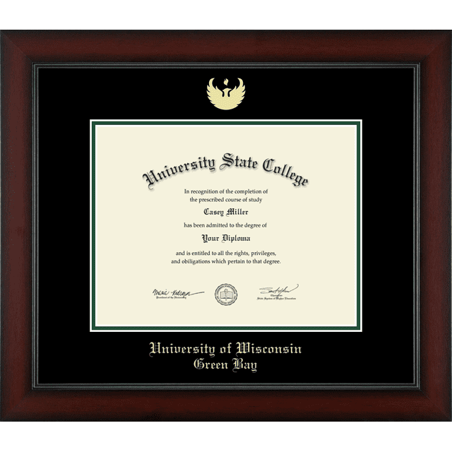 University of Wisconsin Green Bay Diploma Frame, Document Size 11" x 8. ...