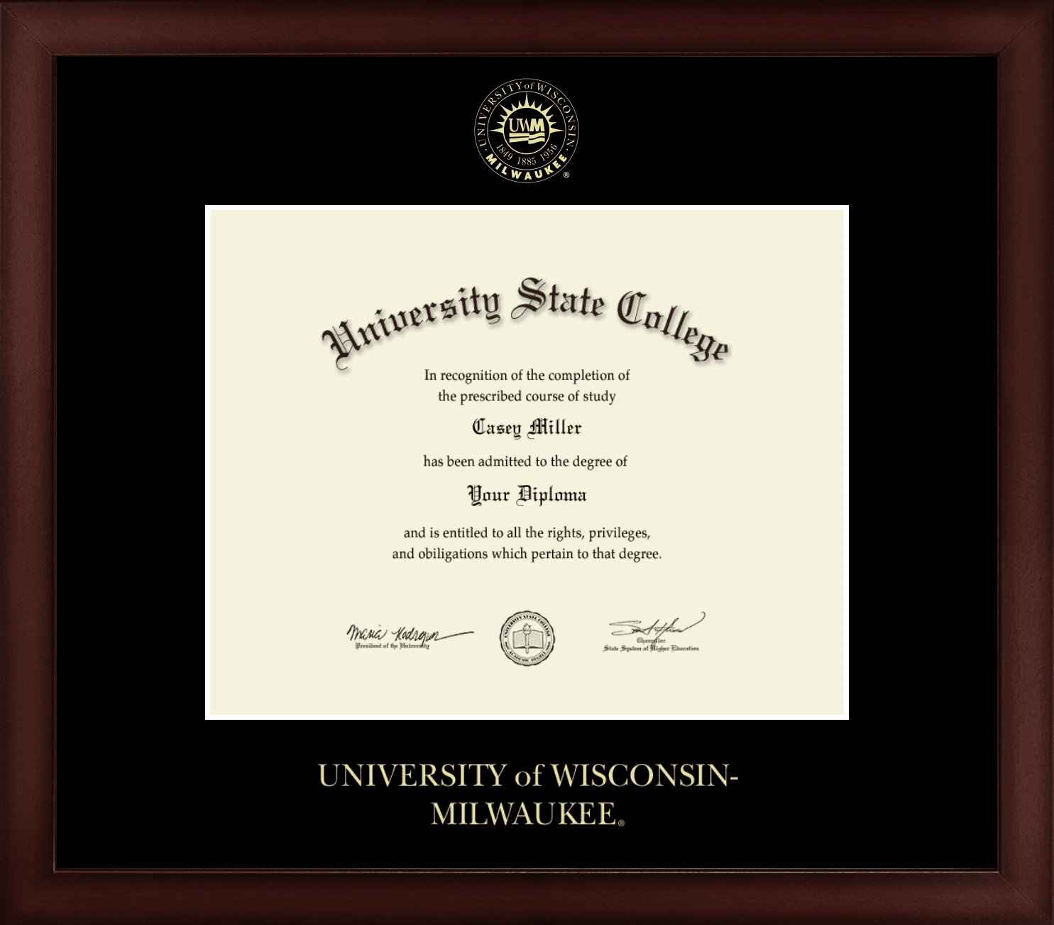 University of Wisconsin-Milwaukee Diploma Frame, Document Size 10" x 8 ...