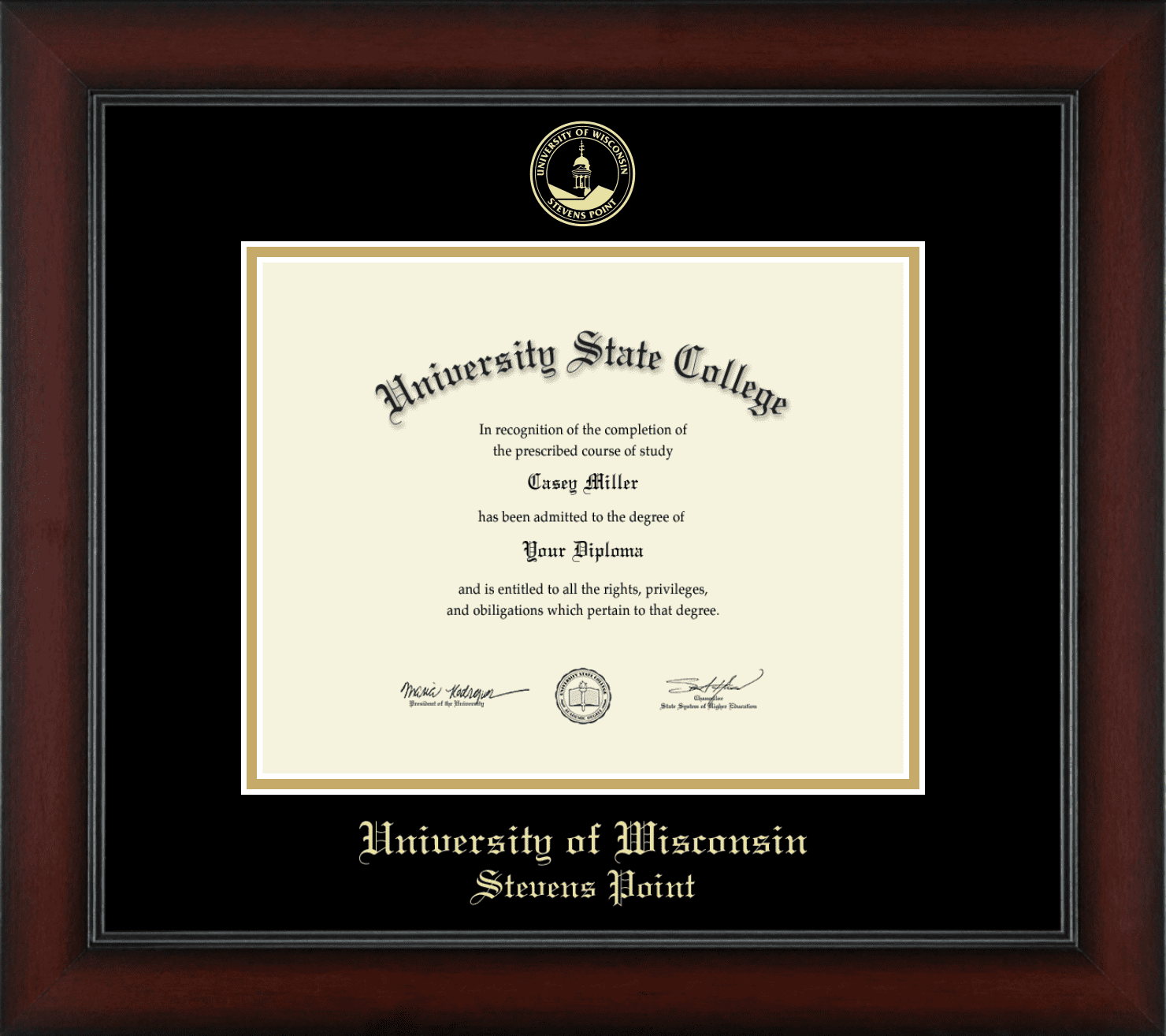 University of Wisconsin Stevens Point Diploma Frame, Document Size 10 ...