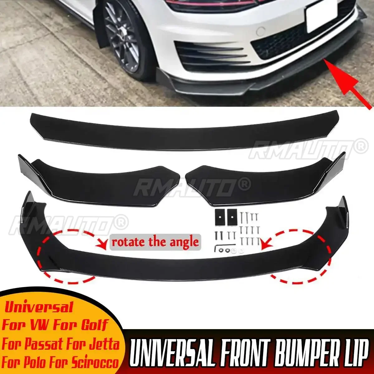Univesal Car Front Bumper Lip Diffuser Guard For VW For Golf MK5 MK6 ...