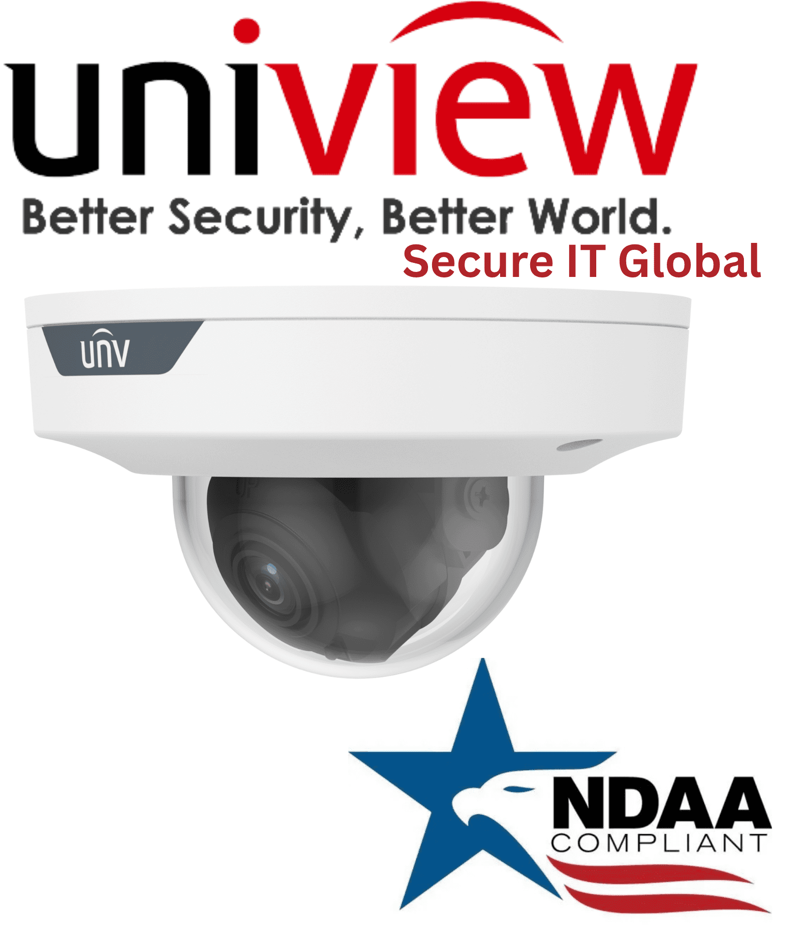 Uniview NDAA 4MP Dome IP Security Camera 2.8mm Lens, IR & AI Smart Detection, PoE, IP67/IK10 ...