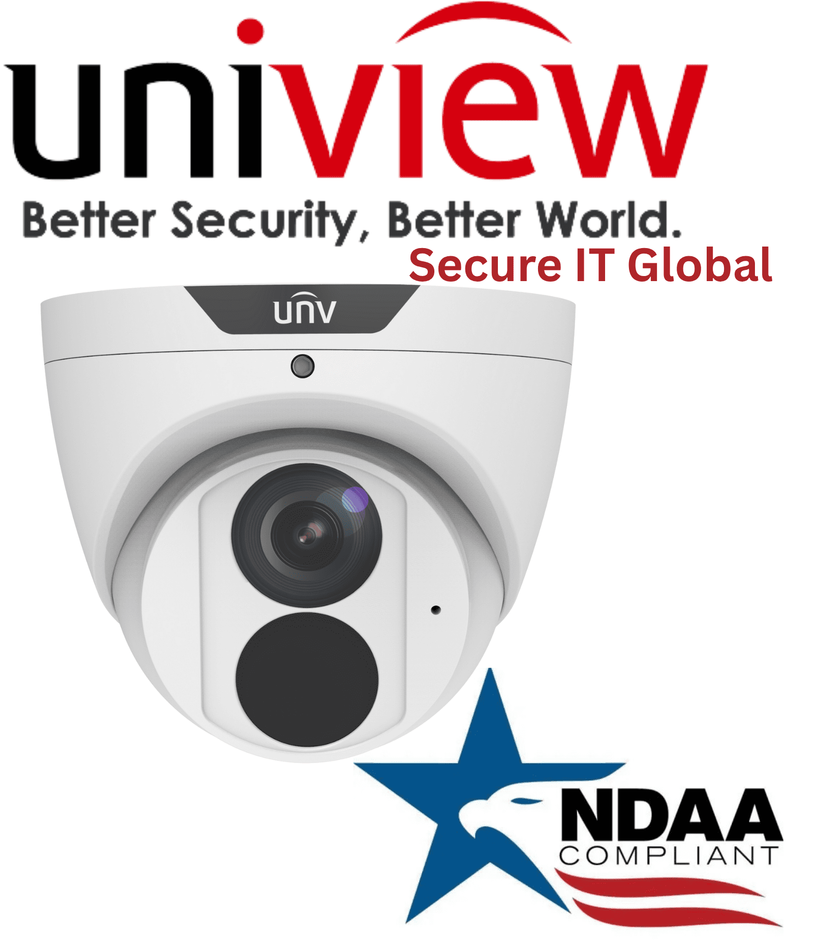 Uniview NDAA 5MP Turret IP Security Camera 2.8mm Lens, IR , AI Perimeter Protection, PoE, IP67 ...