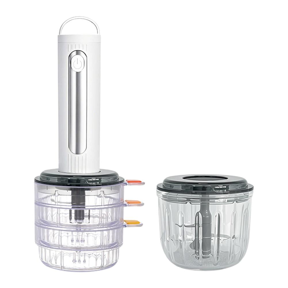 Univora Glass Food Processor with 2 Blades & 4 Bowls, Mini Electric ...