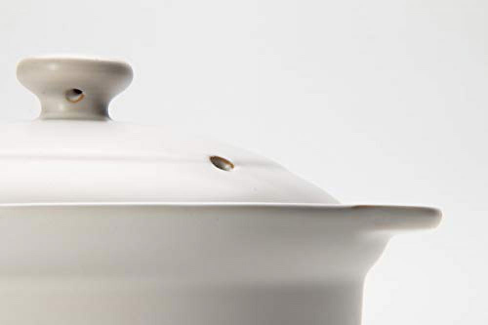 Uniware Heavy Duty Heat Proof Ceramic Pot, White, (5.3 Liter(7.8"D x 6. ...