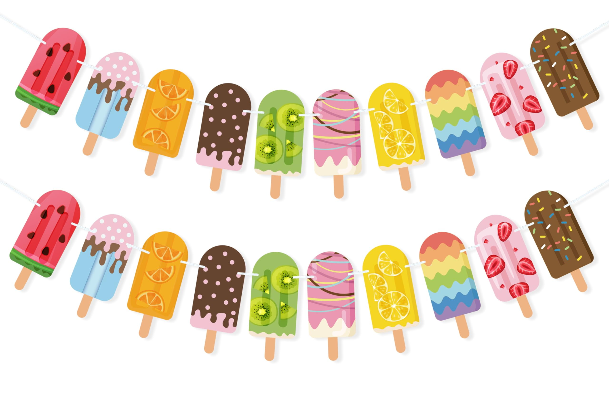 Uniwish Popsicle Banner CORNET Summer Bar Sign for Birthday Baby Shower ...