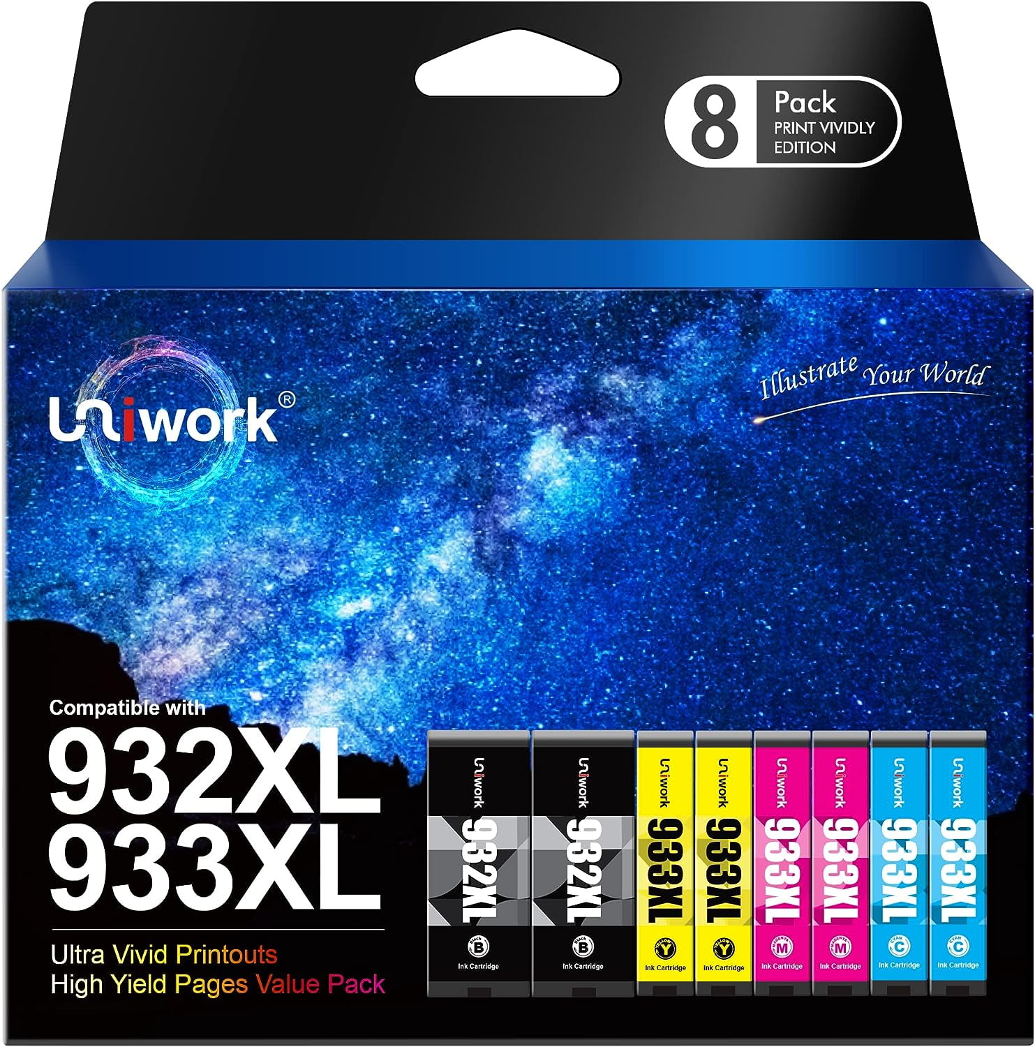 Uniwork Compatible Ink Cartridge Replacement for HP 932XL 933XL 932 933 ...