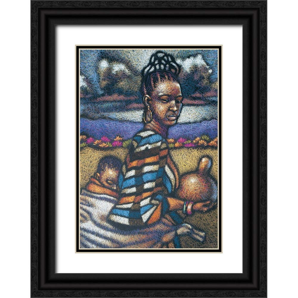 Unknown 11x14 Black Ornate Wood Framed with Double Matting Museum Art ...