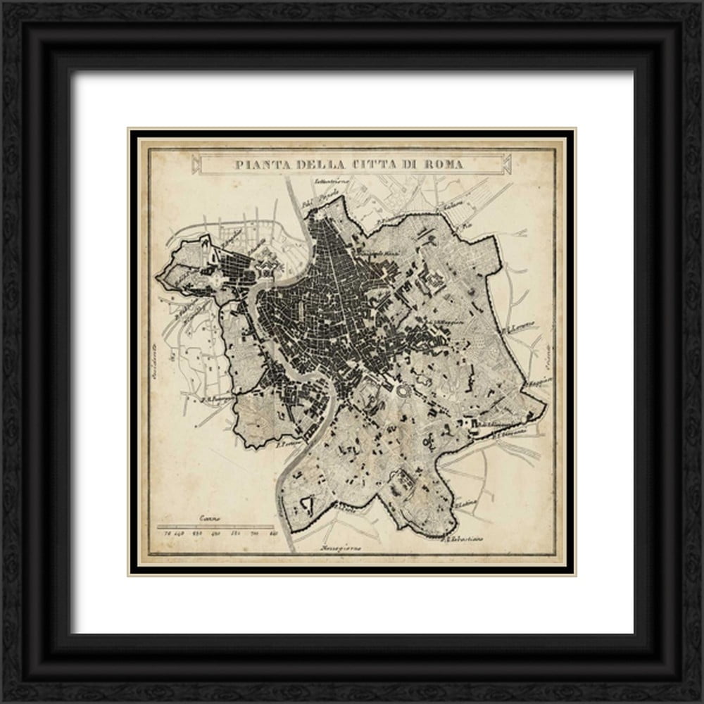 Unknown 12x12 Black Ornate Wood Framed with Double Matting Museum Art ...