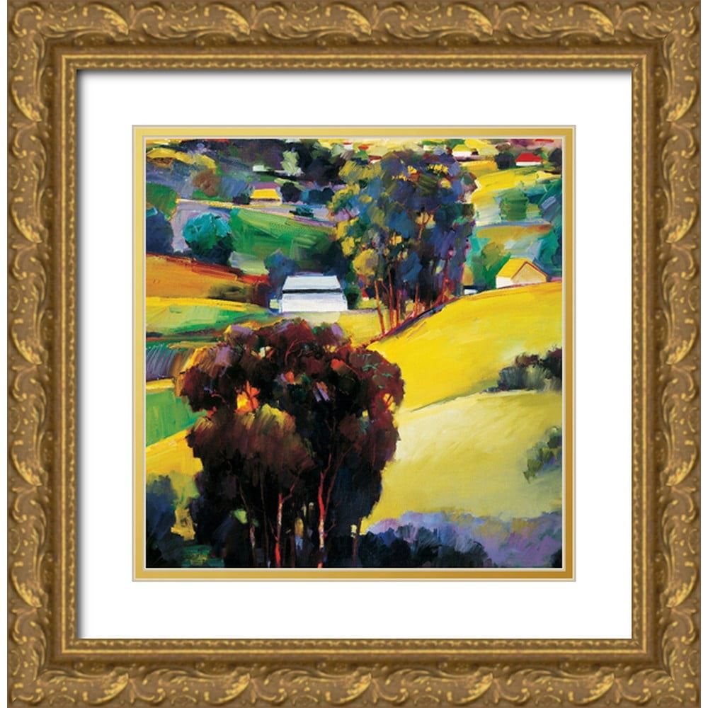 Unknown 12x12 Gold Ornate Wood Framed with Double Matting Museum Art ...