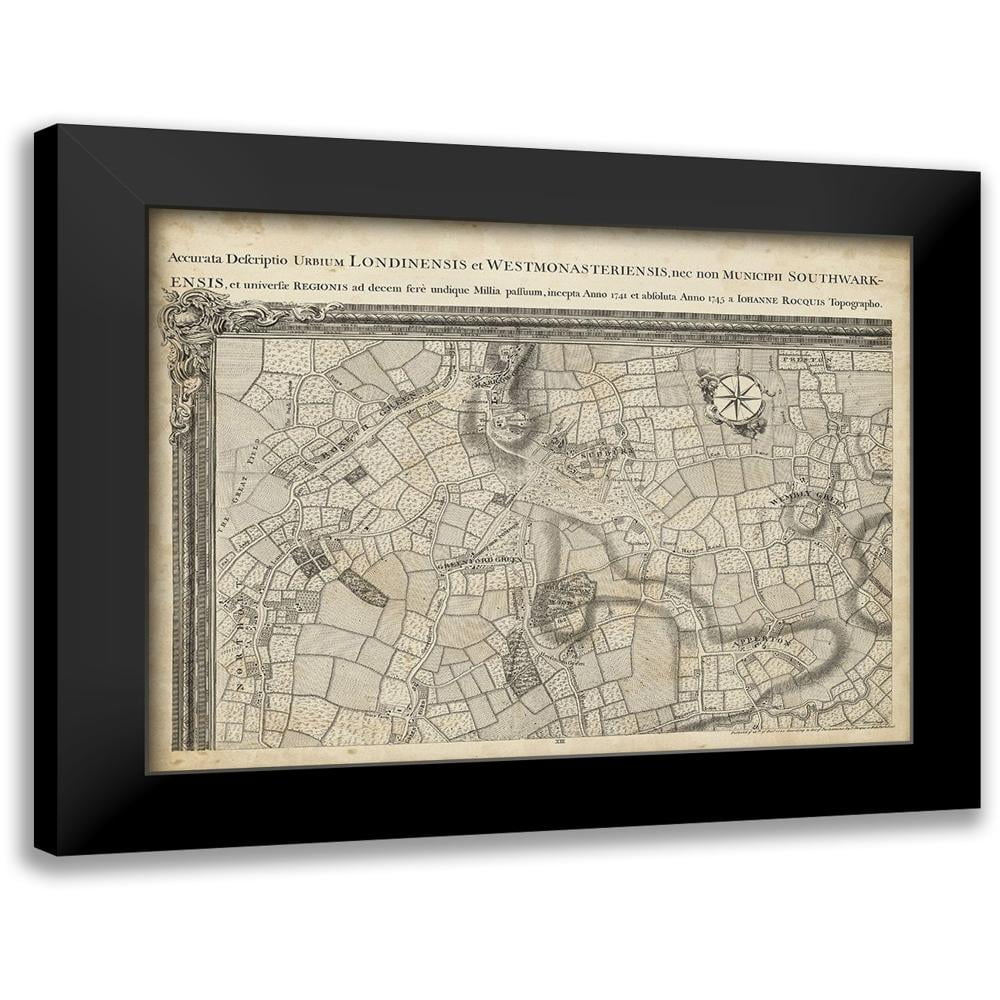 Unknown 14x12 Black Modern Framed Museum Art Print Titled - Map of ...