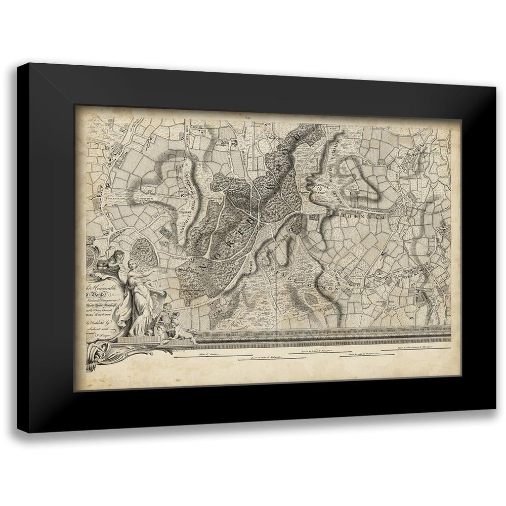 Unknown 14x12 Black Modern Framed Museum Art Print Titled - Map of ...