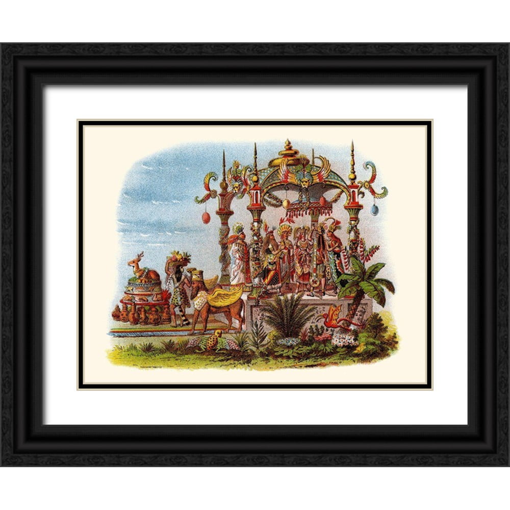 Unknown 14x12 Black Ornate Wood Framed with Double Matting Museum Art ...