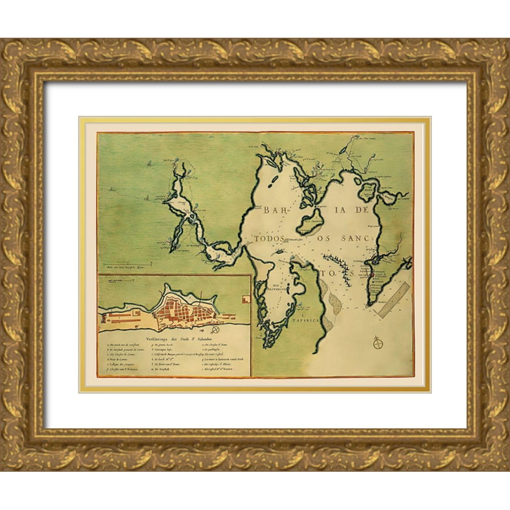 Unknown 14x12 Gold Ornate Wood Framed with Double Matting Museum Art Print Titled - Central ...