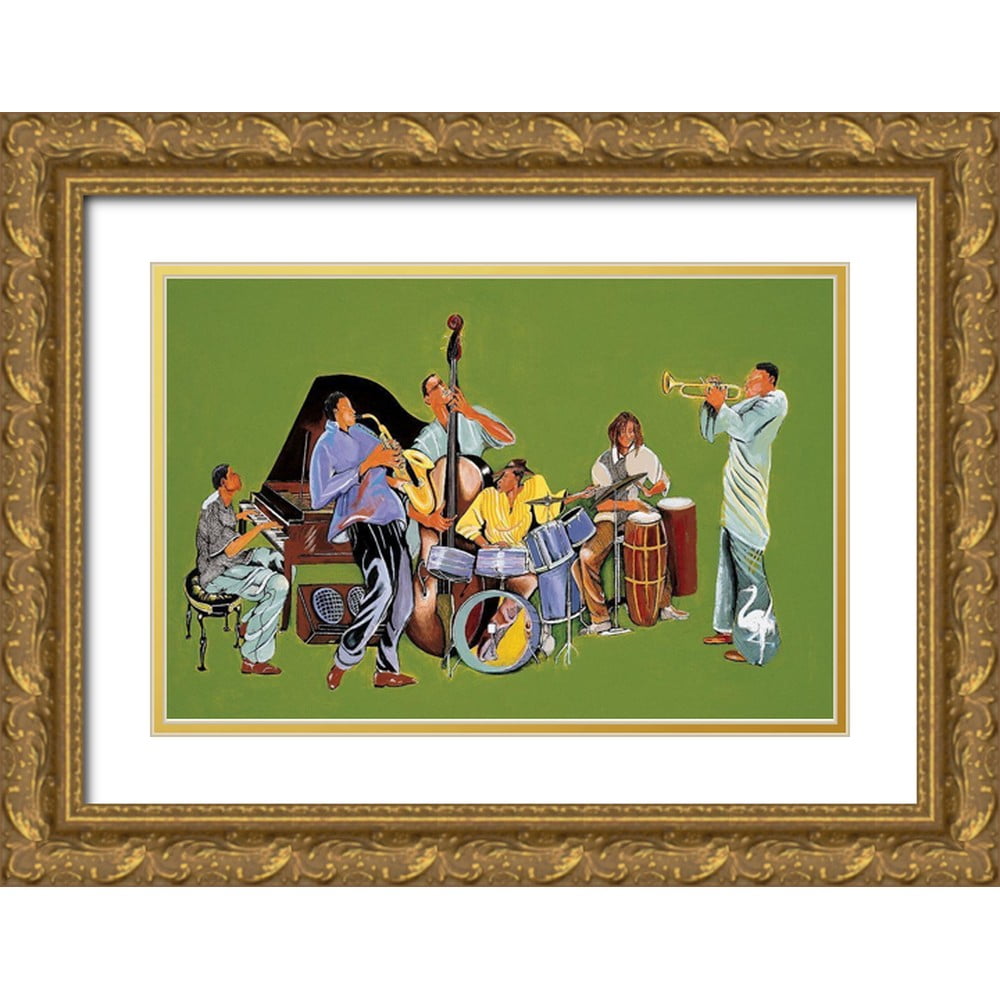 Unknown 18x13 Gold Ornate Wood Framed with Double Matting Museum Art Print Titled - Green Jazz ...