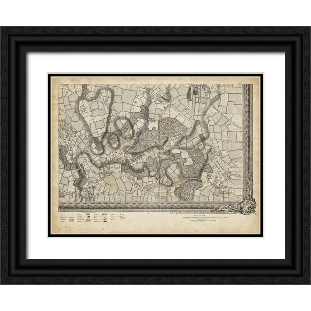 Unknown 18x15 Black Ornate Wood Framed with Double Matting Museum Art ...