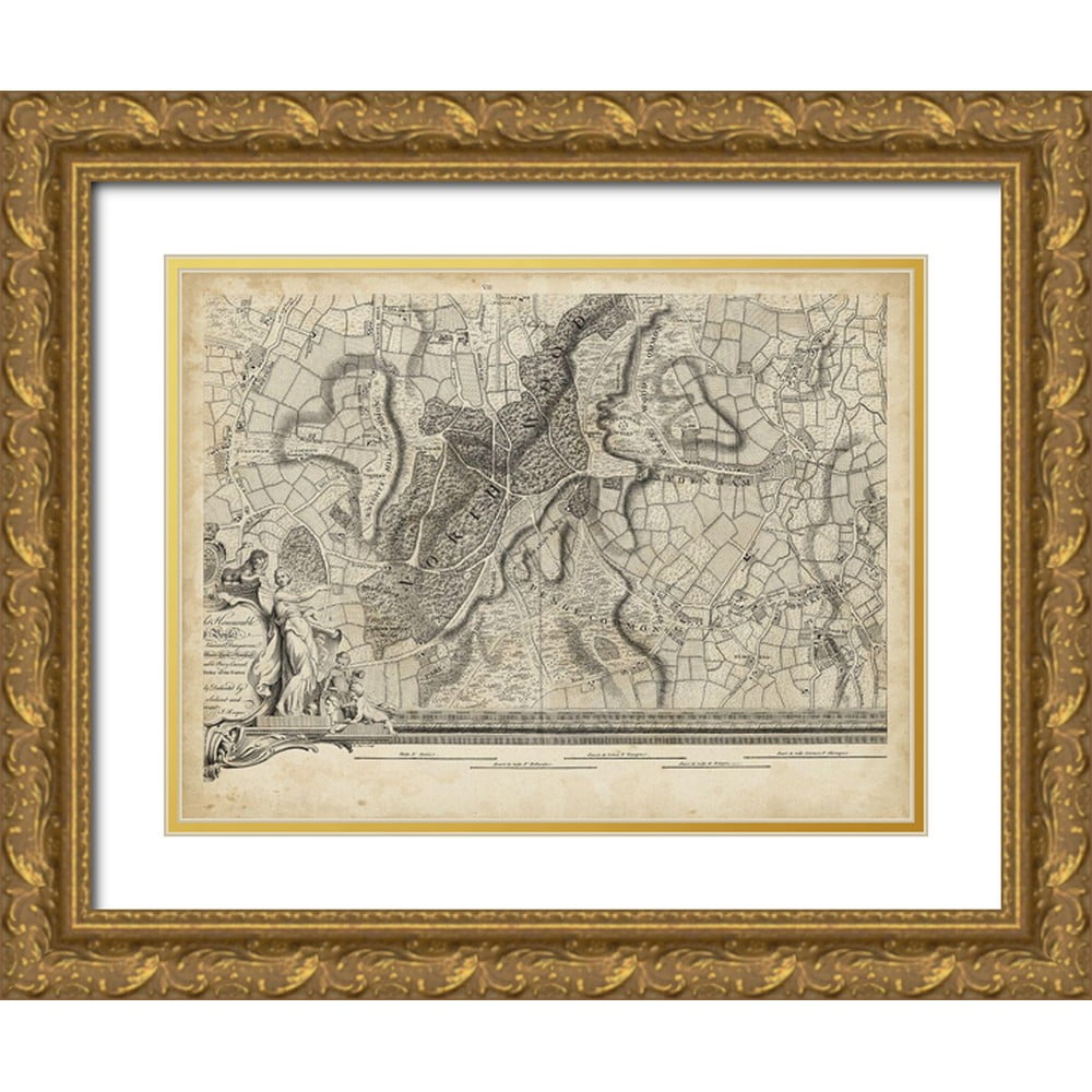 Unknown 18x15 Gold Ornate Wood Framed with Double Matting Museum Art ...