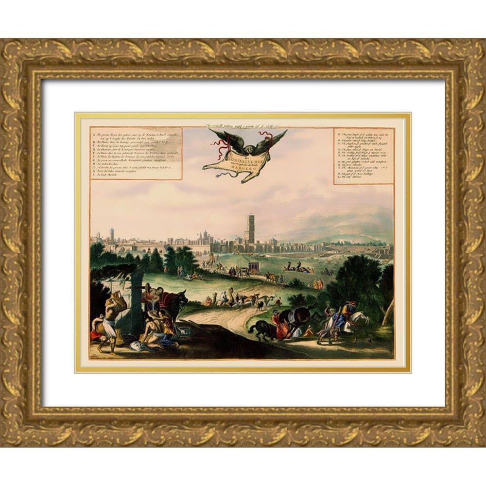 Unknown 18x15 Gold Ornate Wood Framed with Double Matting Museum Art ...