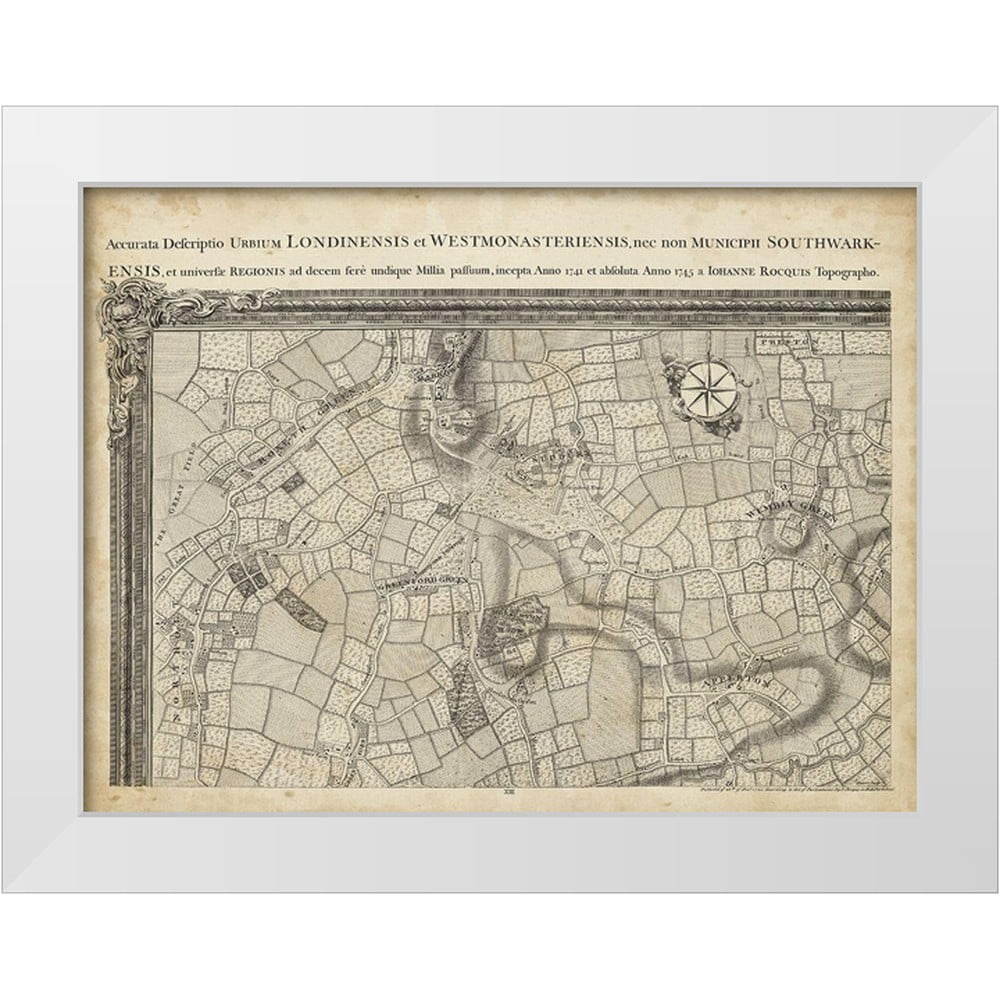 Unknown 18x15 White Modern Wood Framed Museum Art Print Titled - Map of ...