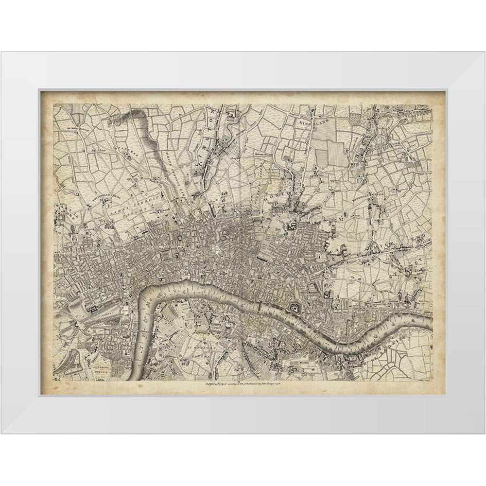 Unknown 18x15 White Modern Wood Framed Museum Art Print Titled - Map of ...
